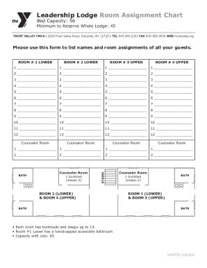 Fillable Online 4-Room Lodges Room Assignment Chart - Frost Valley YMCA ...
