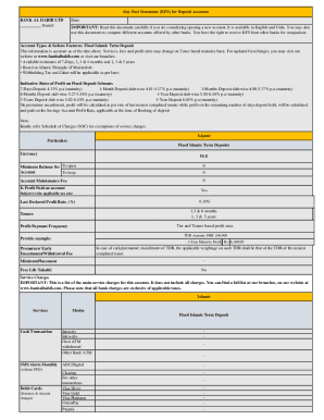 Fillable Online Key Fact Statement (KFS) for Deposit Accounts - Bank AL ...