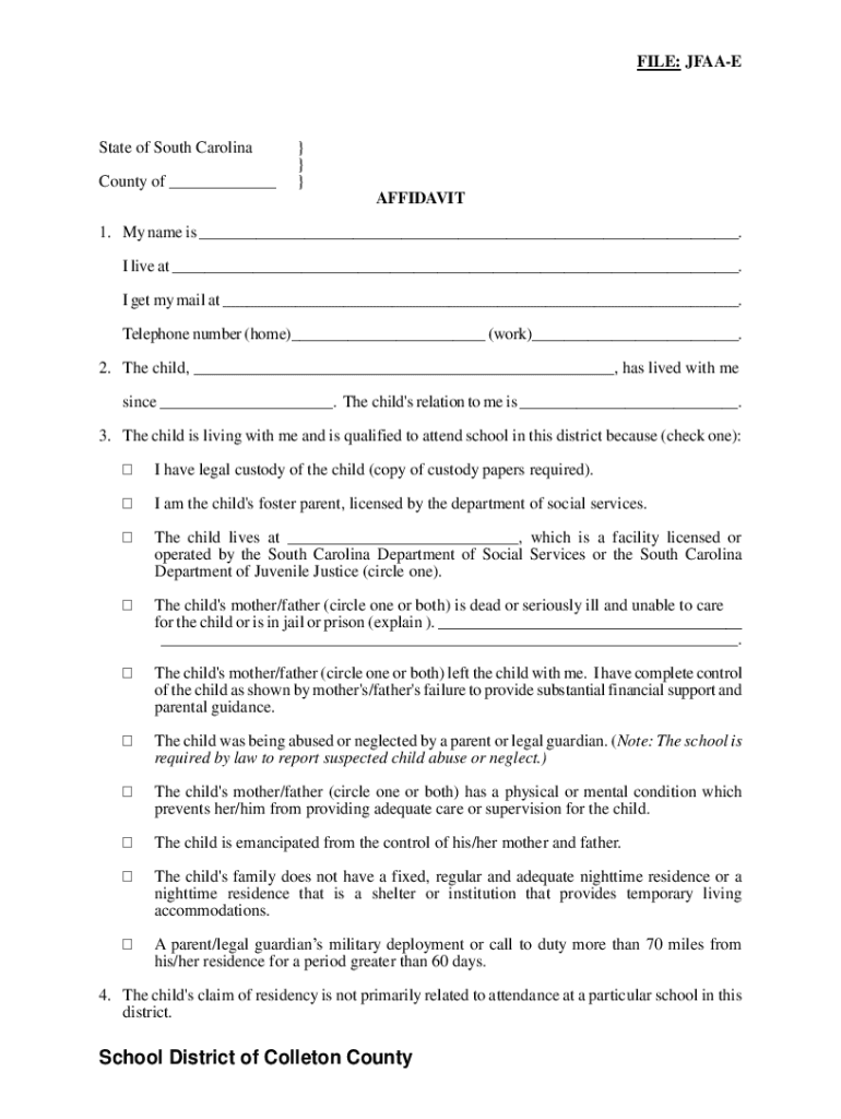 Fillable Online Free South Carolina Notarial Certificate - Affidavit ...