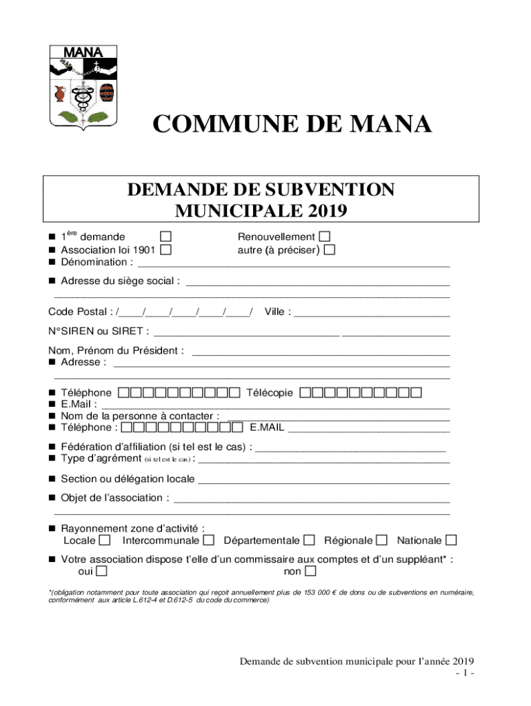 Remplissable En Ligne Dossier de demande de subvention communale Fax Email Imprimer - pdfFiller