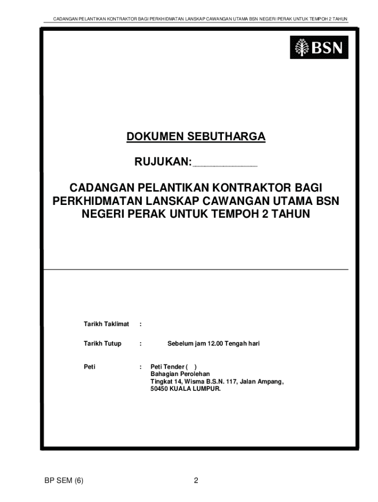 Fillable Online Jadual Tender & Sebut Harga - Lembaga Air Perak Fax ...