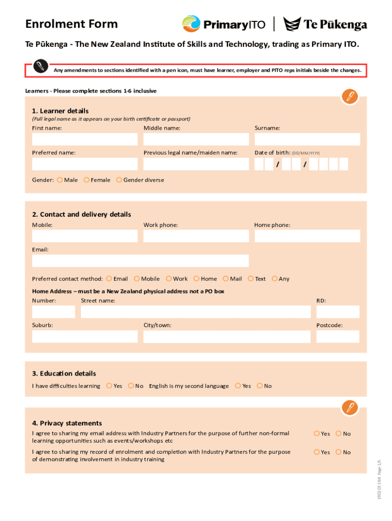 Fillable Online Waikato Trades Academy - New Student Enrolment Form Fax Email Print - pdfFiller
