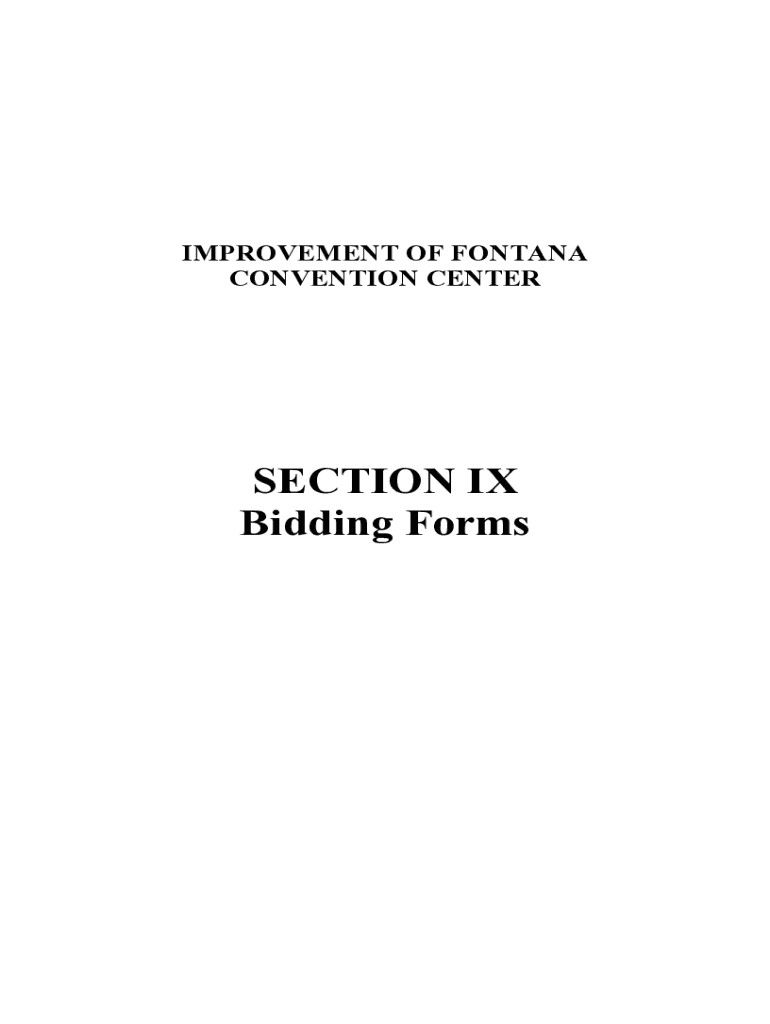 Fillable Online bcda gov 9. cover page section ix bidding forms fontana Fax Email Print - pdfFiller