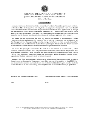 Fillable Online Consent Form - Ateneo de Manila University Fax Email ...