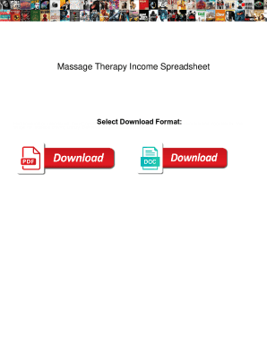 Fillable Online Massage Therapy Income Spreadsheet. Massage Therapy ...