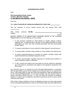 Fillable Online Authorisation Letter to Trade for Commodity Fax Email ...