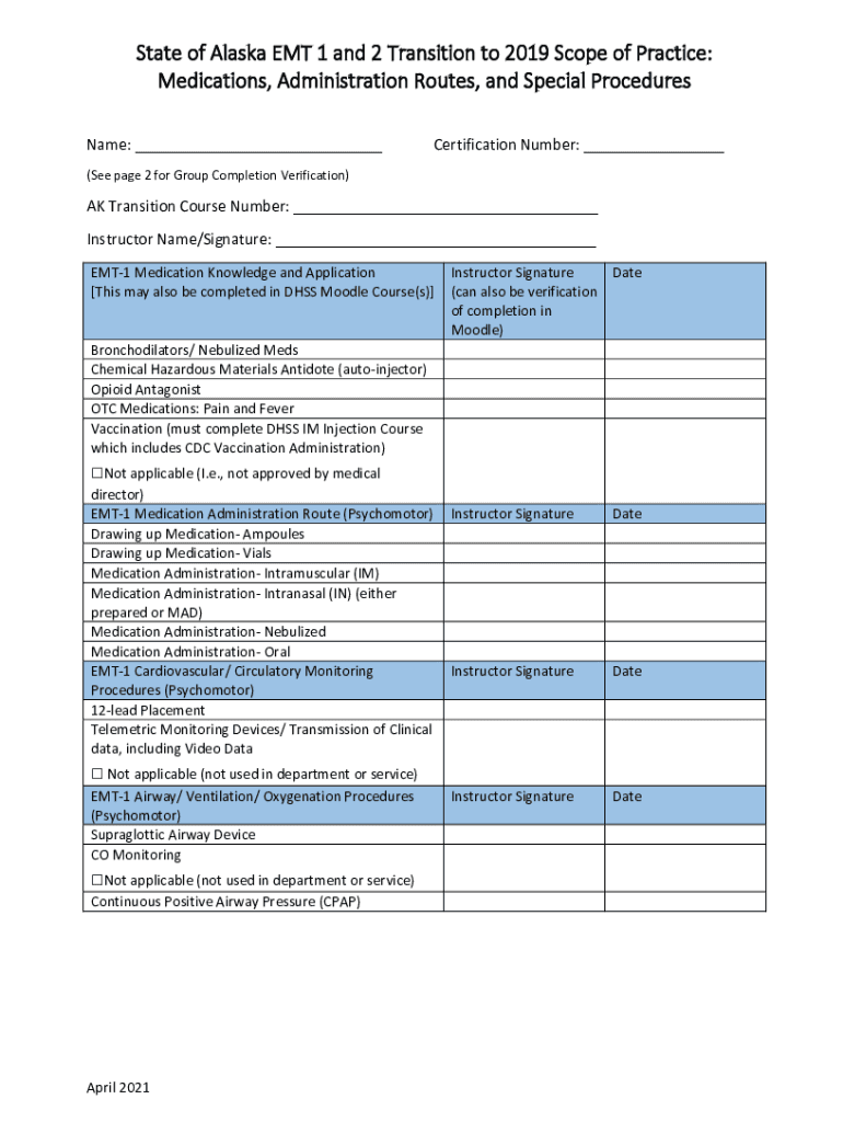Fillable Online State of Alaska EMS Scope of Practice Document Fax ...