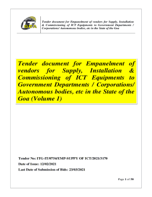 Fillable Online Tender Document for Empanelment of Vendor for Supply of ...