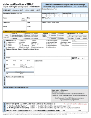 Fillable Online SBAR Form for Nurse to on-call physician Fax Email ...