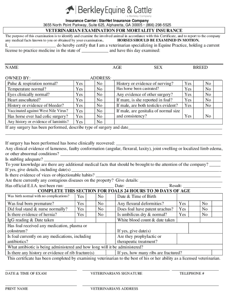 Fillable Online Veterinarian Examination Form Fax Email Print - pdfFiller