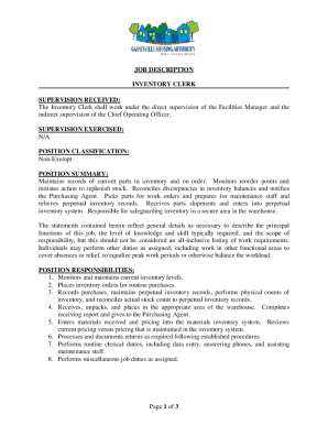 Fillable Online Inventory Clerk job description template - Workable ...