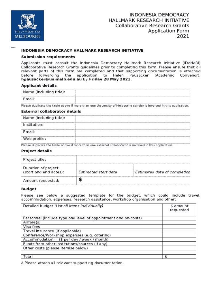 Collaborative Research Grants Application 2021. Indonesia Democracy ...