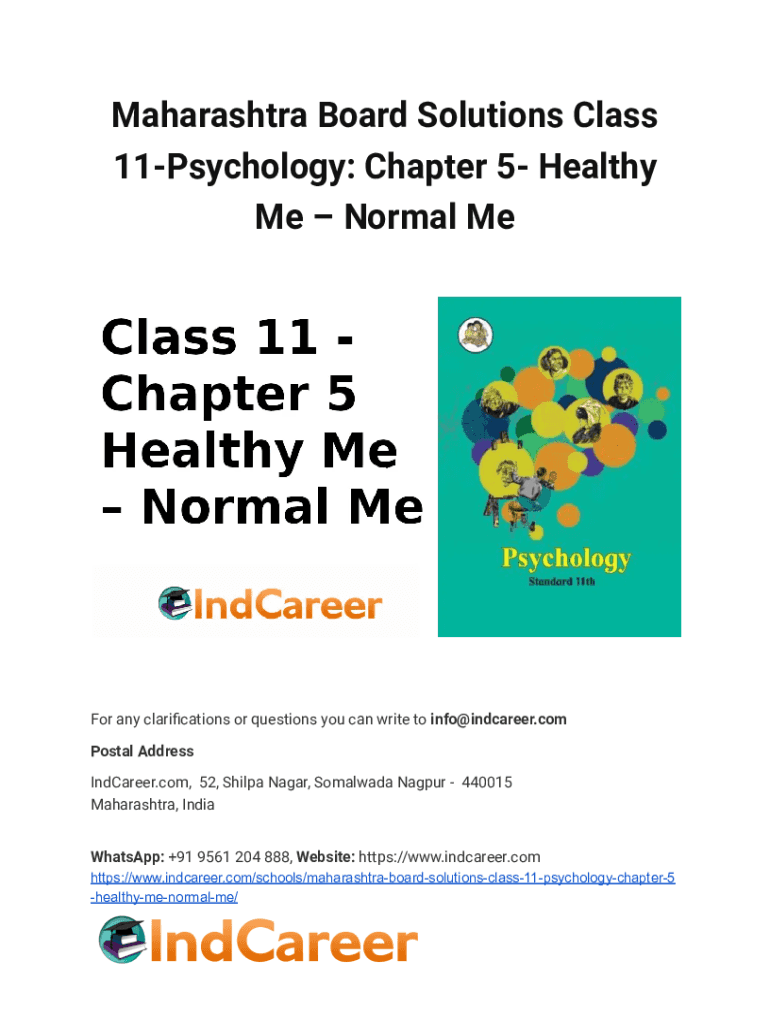 Fillable Online Chapter 5 Healthy Me Normal Me Abnormal Behaviour Std ...