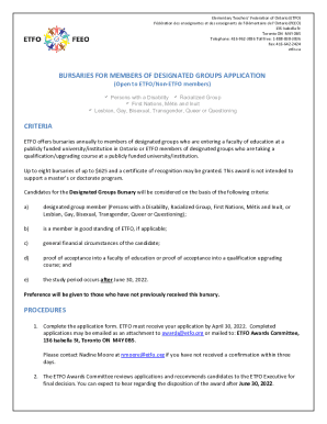 Fillable Online bursaries for members of designated groups application ...