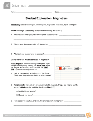 Fillable Online 9.2 Magnetism SE - gizmo - Name: Date: Format all ...