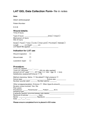 Fillable Online LAT GEL Data Collection Form- file in notes Fax Email ...