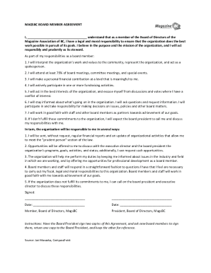 Fillable Online MagsBC Board Member Agreement Fax Email Print - pdfFiller
