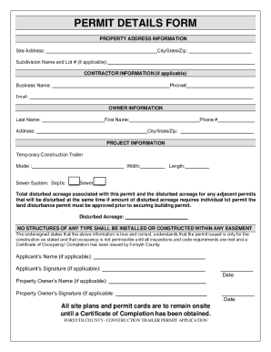 Fillable Online TEMPORARY CONSTRUCTION TRAILER PERMIT PACKET Fax Email ...