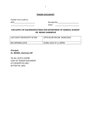Fillable Online Tender Form for Supply of Cooked Diet in Public Hospitals of ... Fax Email Print ...