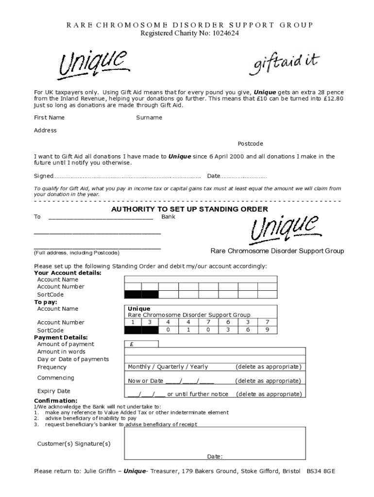 Fillable Online RARE CHROMOSOME DISORDER SUPPORT GROUP ... Fax Email ...