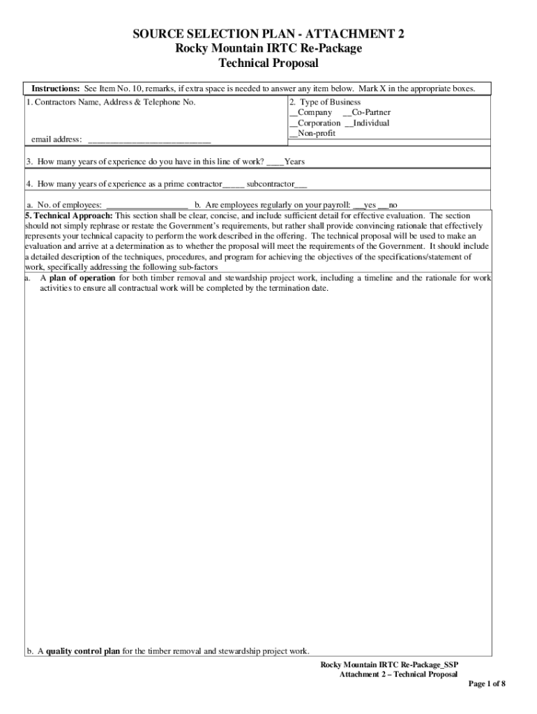 Fillable Online ATTACHMENT 2 Rocky Mountain IRTC Technical Proposal Fax Email Print - pdfFiller