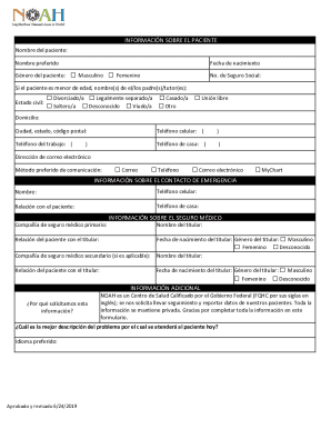 Completable En línea Hunter Health Formulario de Registro del Paciente ...