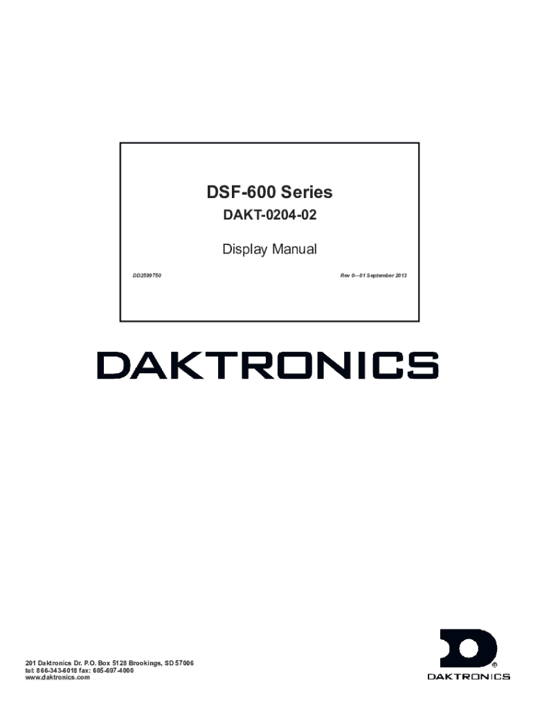 Fillable Online DSF-600 Gen 2 Series (DAKT-0204-02) Display Manual Fax Email Print - pdfFiller
