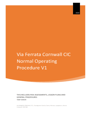 Fillable Online Via Ferrata Cornwall CIC Normal Operating Procedure. this includes risk ...