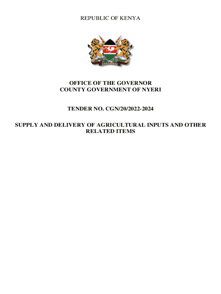 Fillable Online SUPPLY AND DELIVERY OF AGRICULTURAL INPUTS AND OTHER ...
