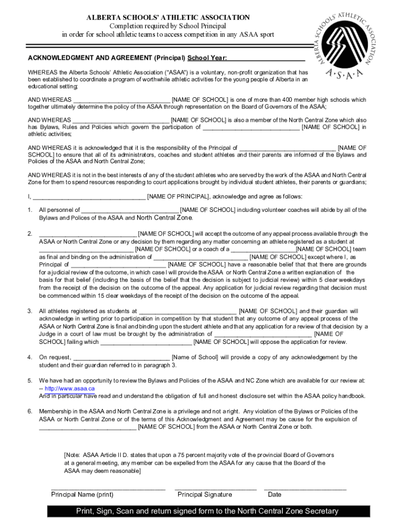 Fillable Online PAF Template NC Principal Acknowledgement2020 sep 4 ...