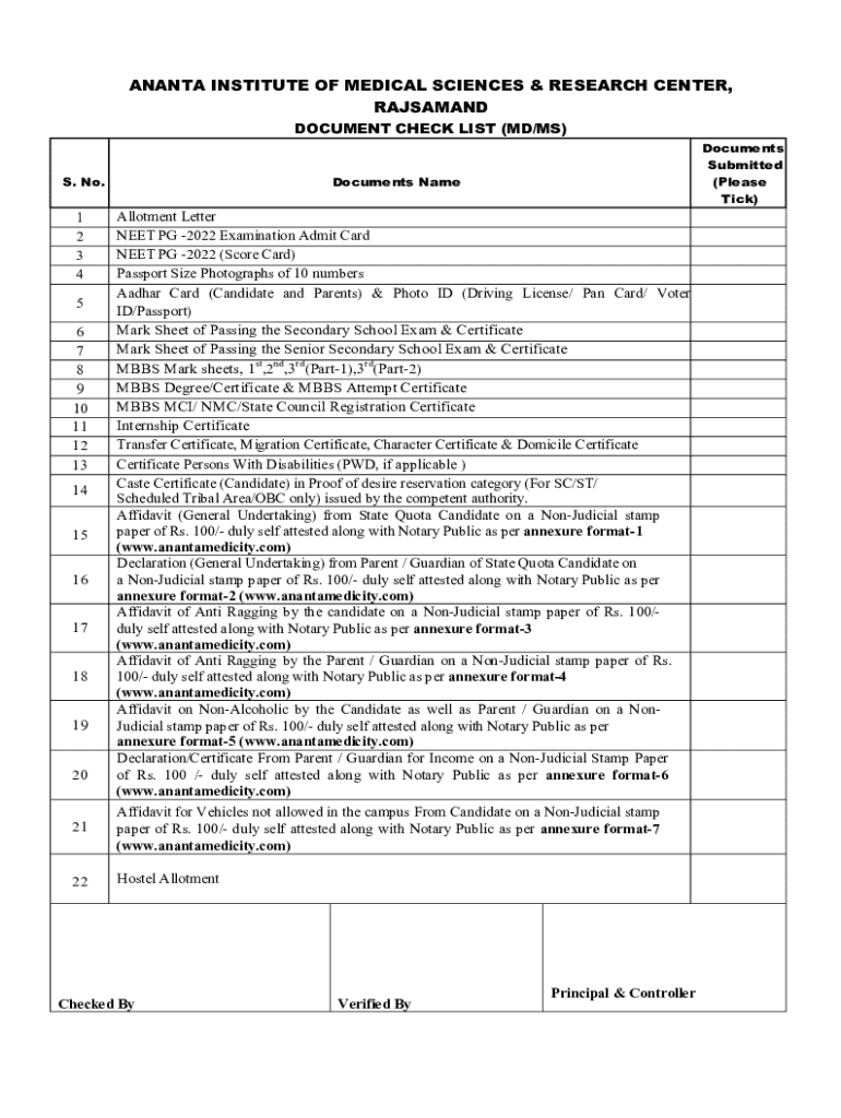 Fillable Online Check List and Affidavits Fax Email Print - pdfFiller