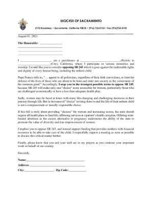 Fillable Online SB 245 Sample Letter.pdf - Diocese of Sacramento Fax ...