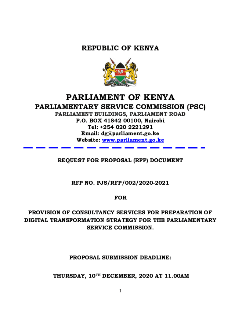 Fillable Online Parliamentary Service Commission - Parliament of Kenya ...