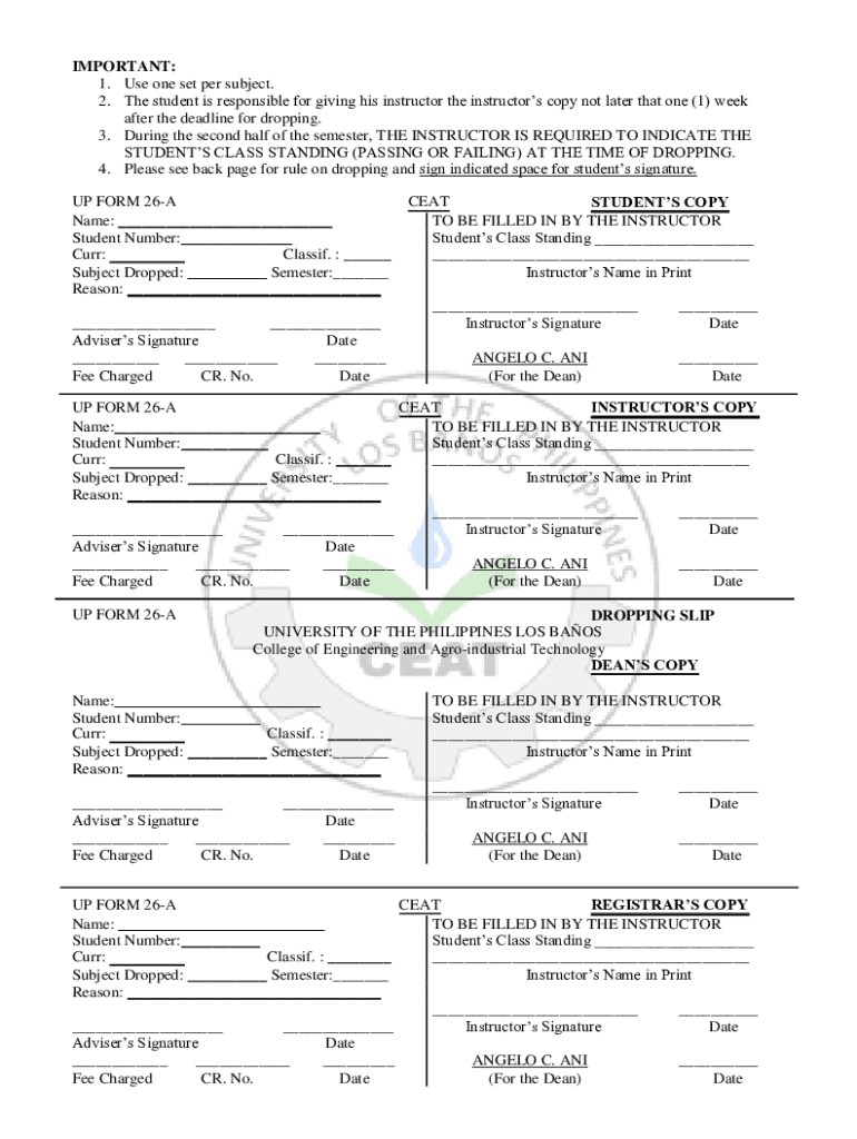 Fillable Online Dropping-Form.pdf - CEAT OCS Fax Email Print - pdfFiller