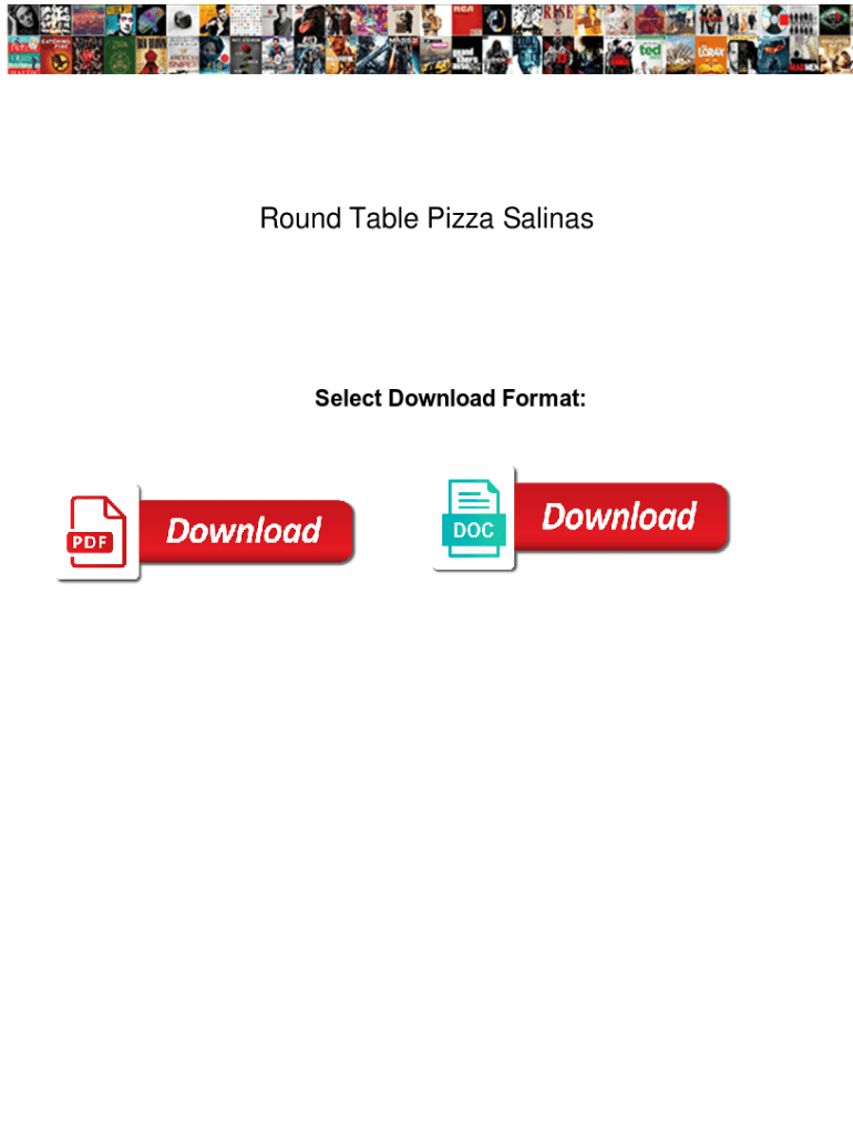 Fillable Online Round Table Pizza Salinas. Round Table Pizza Salinas ...