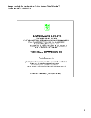 Fillable Online Tender No : BL/CFS/MUM/670 Fax Email Print - pdfFiller