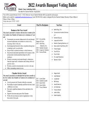Fillable Online 2022 Chamber Awards Nomination Form Fax Email Print - pdfFiller