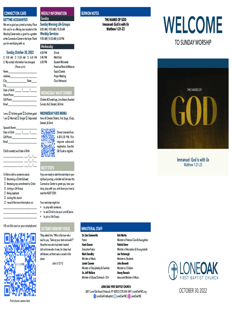 Fillable Online Worship Center exits, or give it to a greeter Fax Email Print - pdfFiller