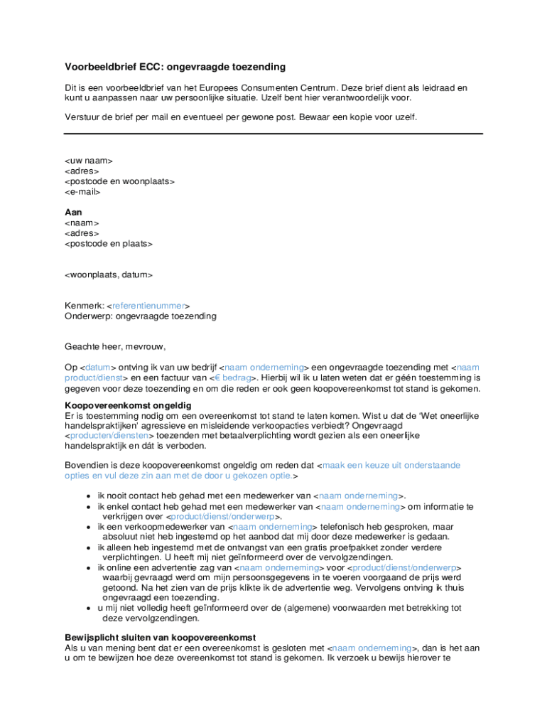 Invulbaar Online Voorbeeldbrief ECC - onterechte incasso.doc Faxnummer ...