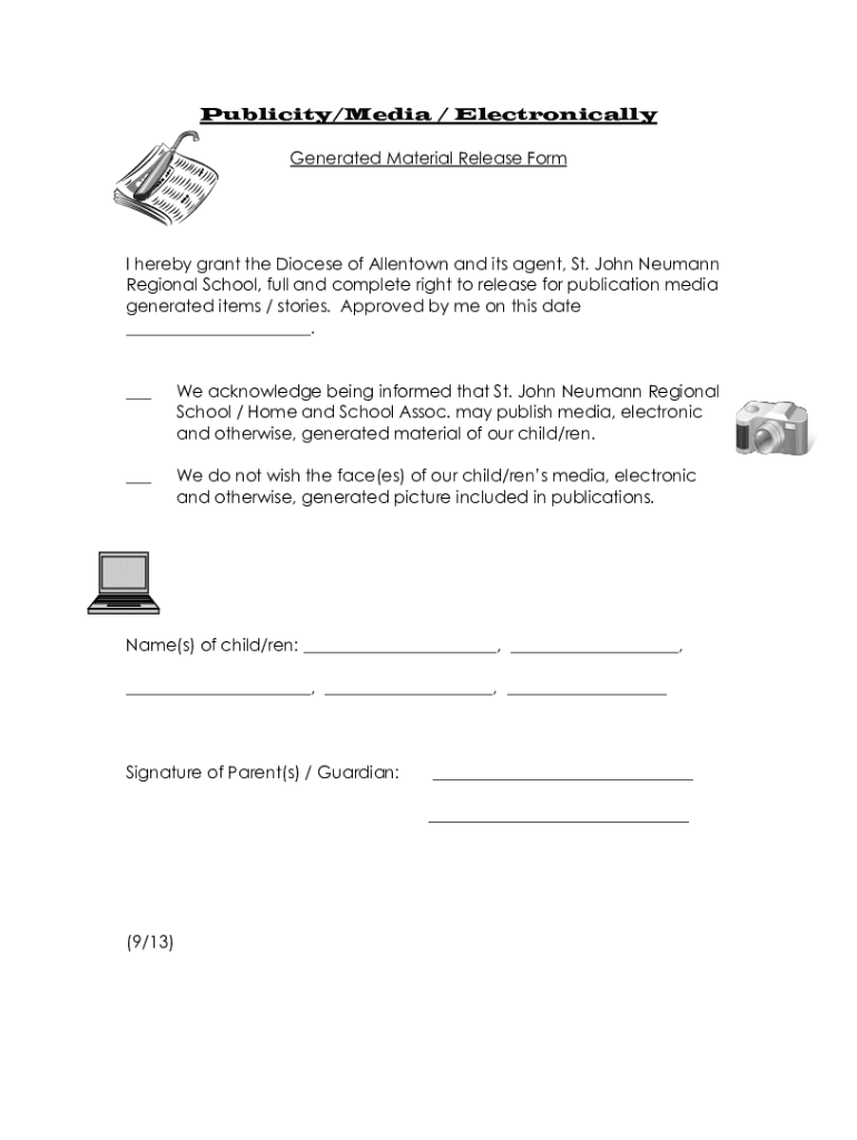 Fillable Online Publicity/Media/Electronically Generated Material ...