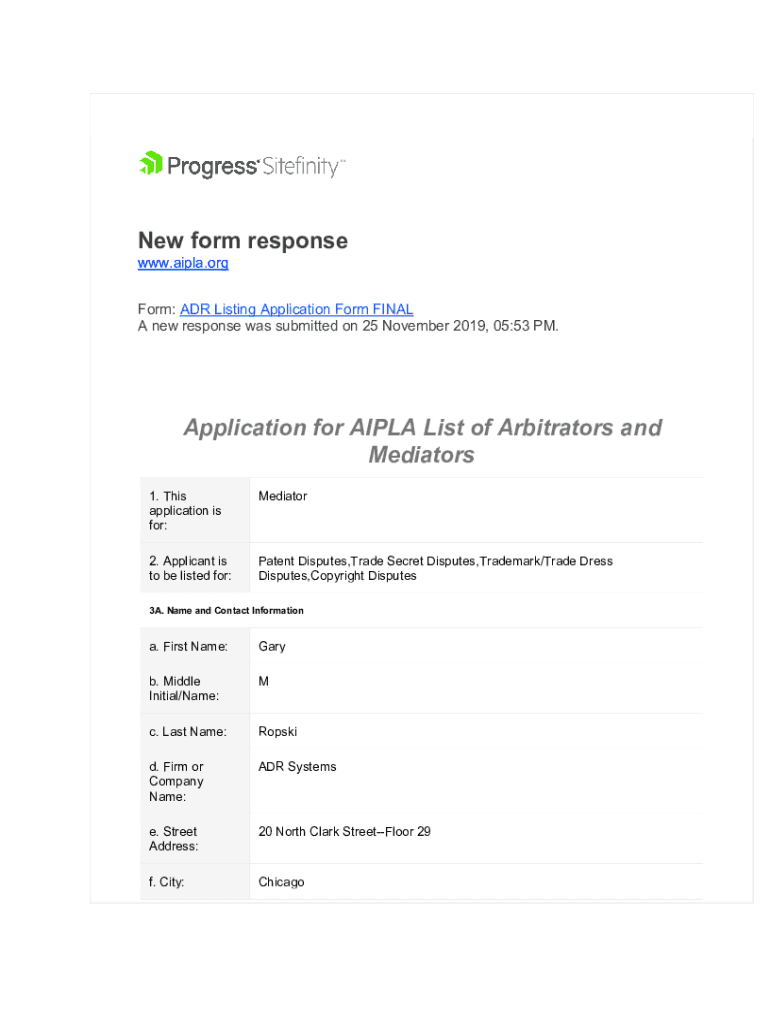 Fillable Online AIPLA List of Arbitrators and Mediators - Policy and ... Fax Email Print - pdfFiller