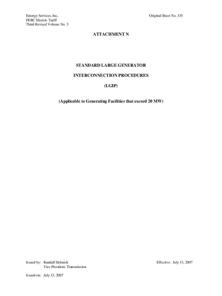 Fillable Online Standardization of Generator Interconnection Agreements ...