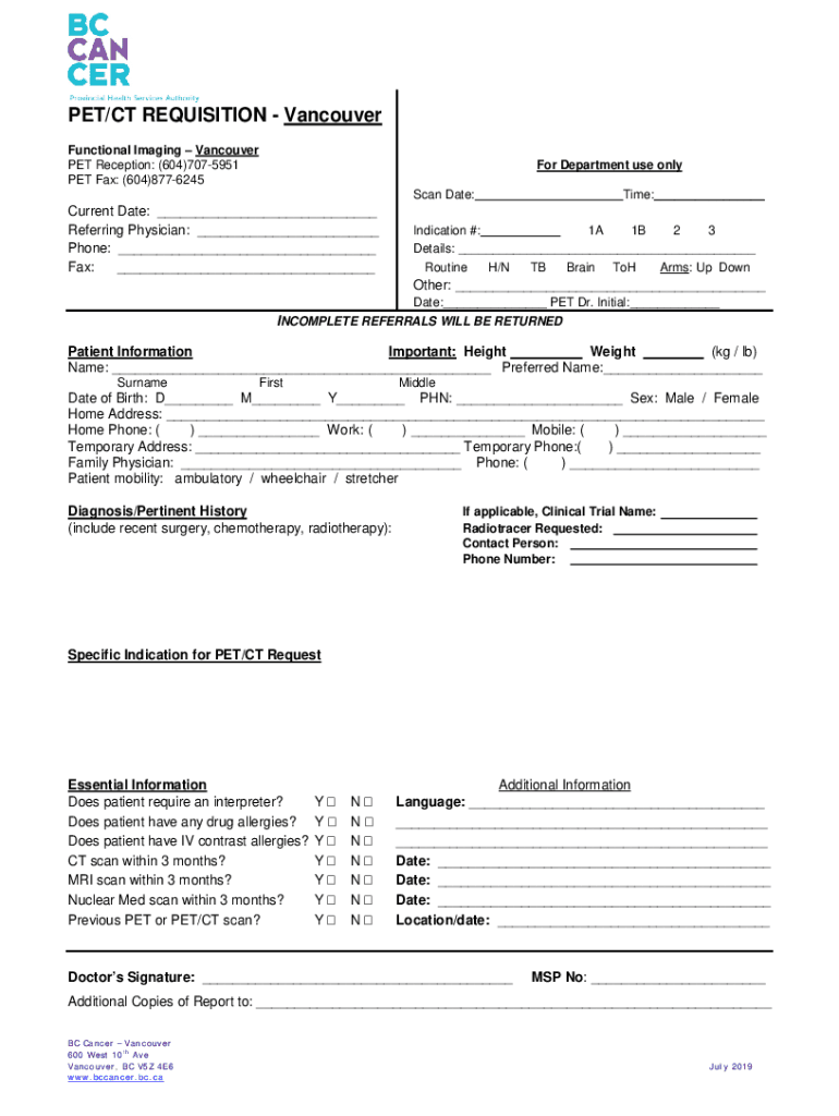 Fillable Online PET/CT Referral Form Fax Email Print - pdfFiller