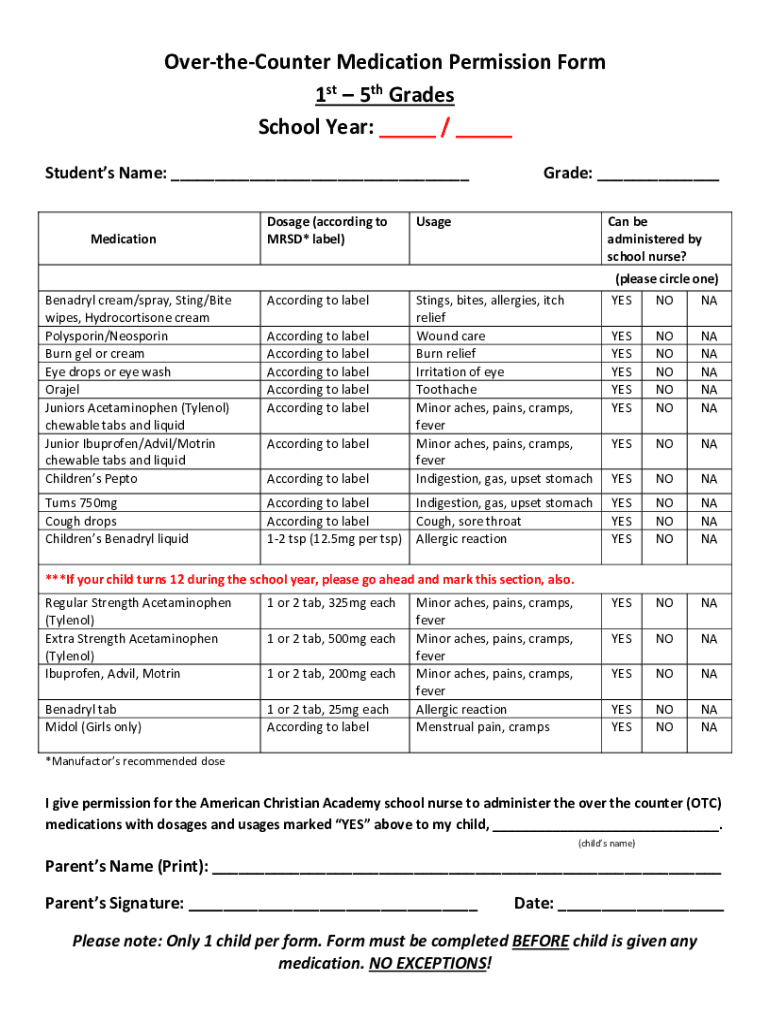 Fillable Online Medication Authorization Form - SharpSchool Fax Email ...