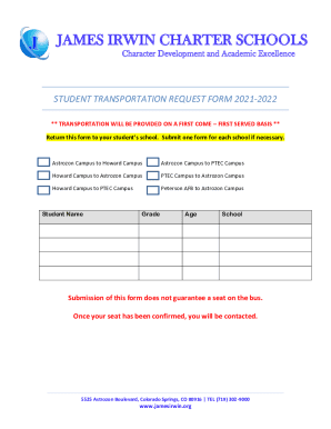 Fillable Online student transportation request form 2021-2022 Fax Email Print - pdfFiller