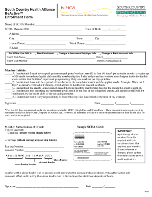 Fillable Online South Country Health Alliance BeActive Enrollment Form ...