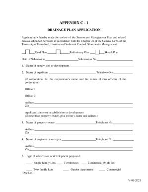 Fillable Online Appendix C Sample Drainage Plan Application Fax Email ...