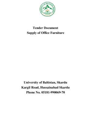 Fillable Online Tender Document Supply of Office Furniture University ...