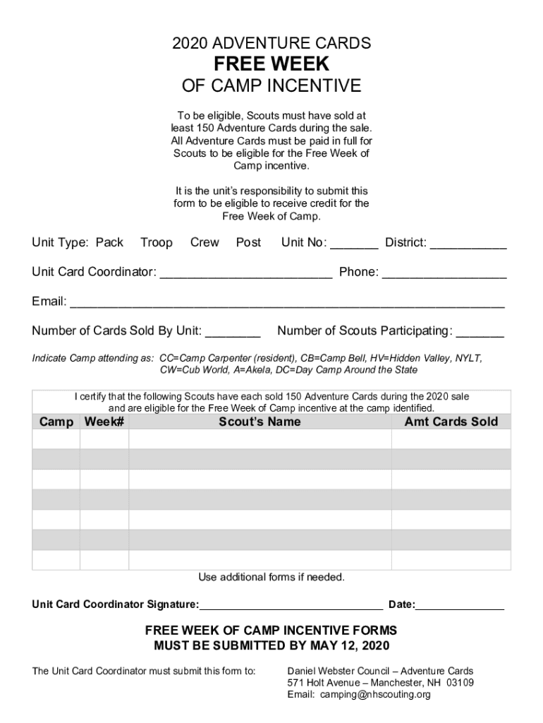 Fillable Online Scout Adventure Cards Unit Leader Guidebook Fax Email ...