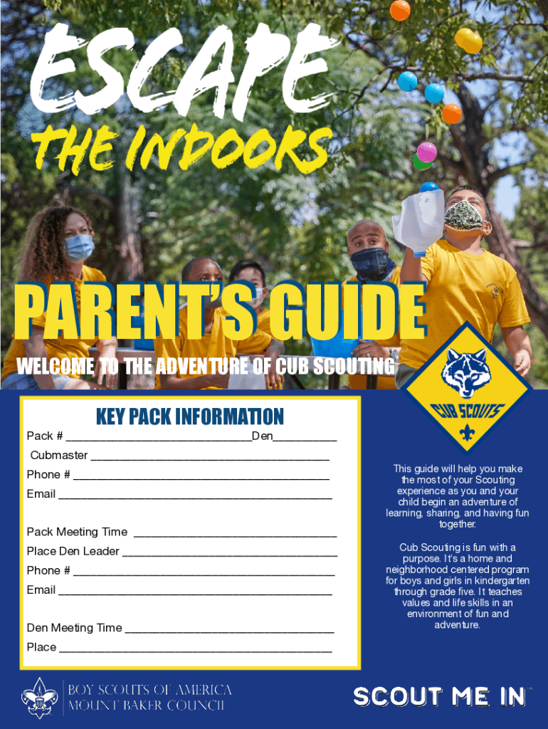 Fillable Online Welcome to Cub Scouting! A Parents Guide to Everything ...